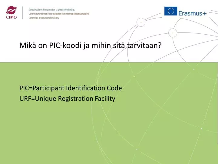 PPT - Mikä on PIC-koodi ja mihin sitä tarvitaan? PIC=Participant ...
