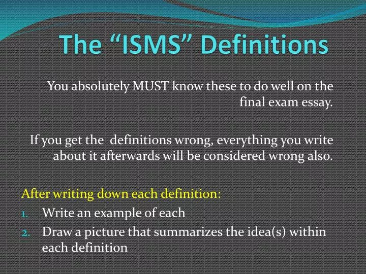 PPT - The “ISMS” Definitions PowerPoint Presentation, free download ...