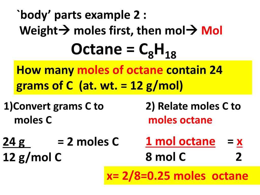 PPT - Moles: part 2 body parts (mole ratio) math : the knee bone is ...