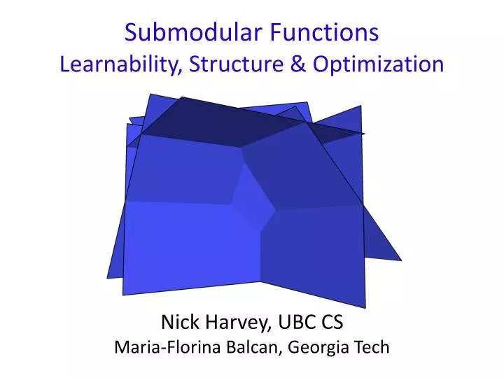 Ppt Submodular Functions Learnability Structure And Optimization