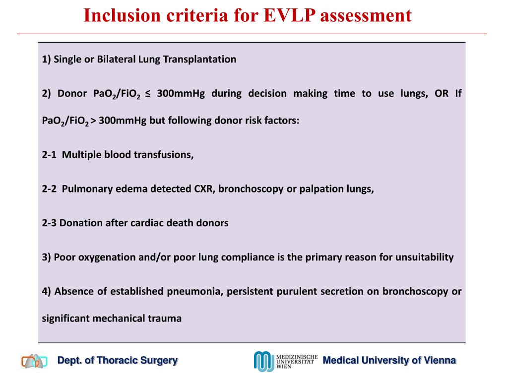 PPT - Ex Vivo Lung Perfusion (EVLP) Clemens Aigner , MD Vienna Lung ...