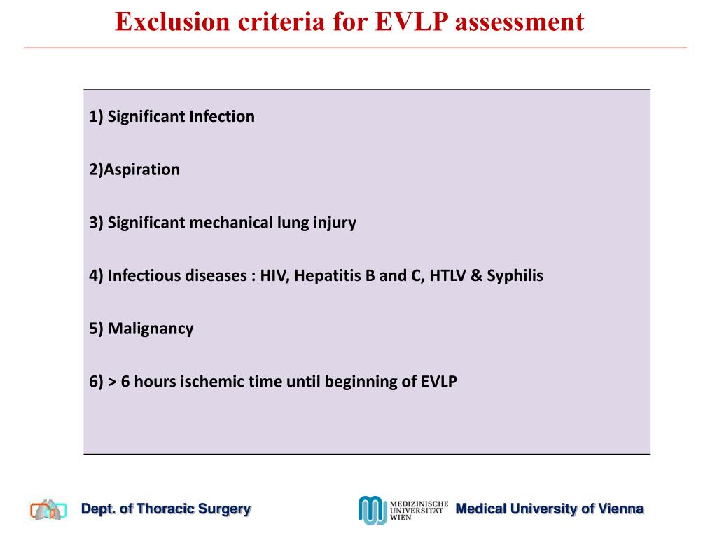 PPT - Ex Vivo Lung Perfusion (EVLP) Clemens Aigner , MD Vienna Lung ...