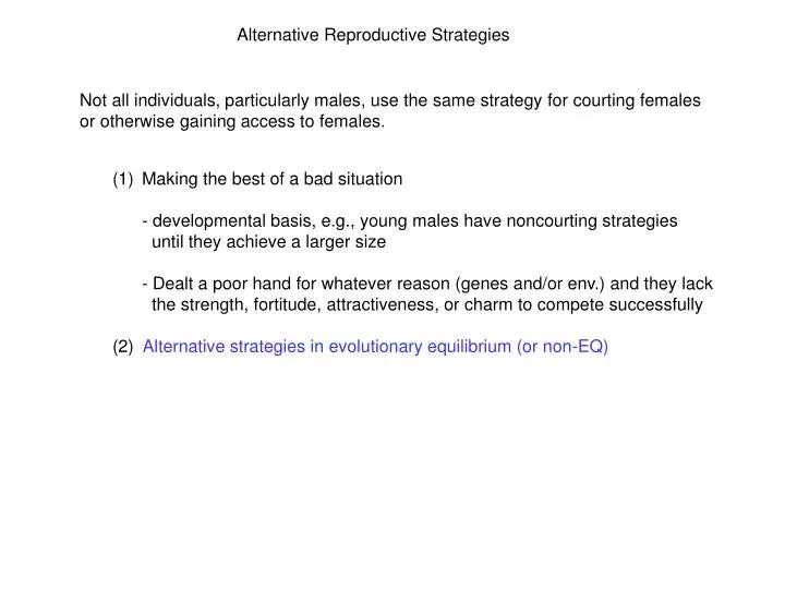 PPT - Alternative Reproductive Strategies PowerPoint Presentation, free ...