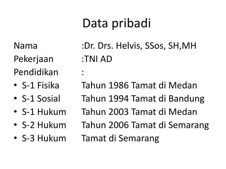 PPT - Data pribadi PowerPoint Presentation, free download - ID:2136023