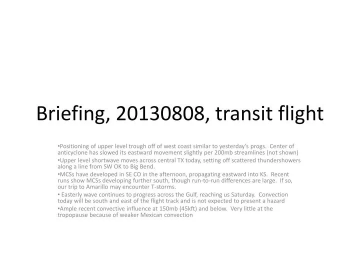 PPT - Briefing, 20130808, transit flight PowerPoint Presentation, free ...