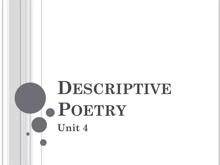 PPT - Descriptive Poetry PowerPoint Presentation, free download - ID ...