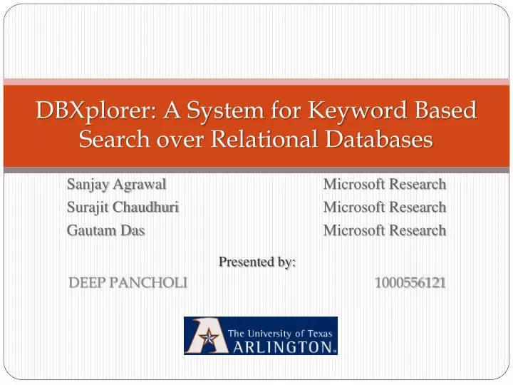 PPT - DBXplorer: A System for Keyword B ased Search over Relational Databases PowerPoint ...