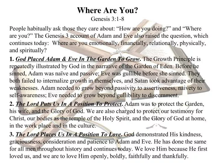 PPT - Where Are You? Genesis 3:1- 8 PowerPoint Presentation, free ...