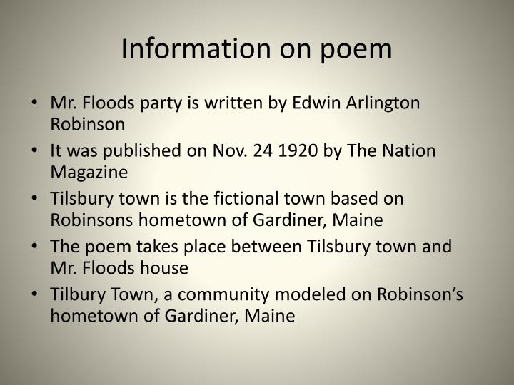PPT - Mr. Floods Party by Edwin Arlington Robinson PowerPoint ...