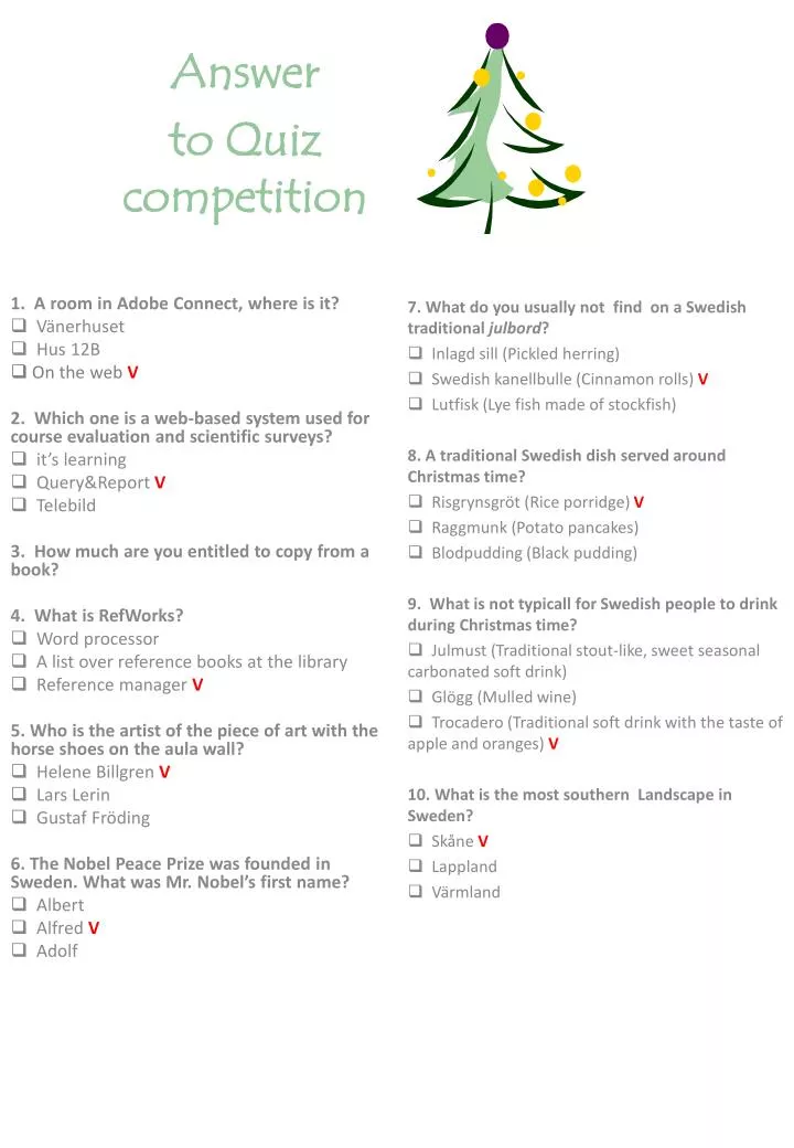 PPT - Answer to Quiz competition PowerPoint Presentation, free download ...