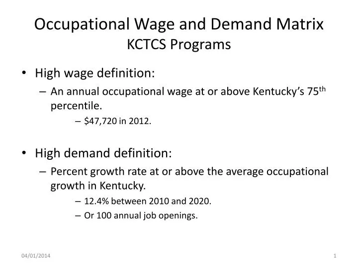 PPT - Occupational Wage and Demand Matrix KCTCS Programs PowerPoint ...