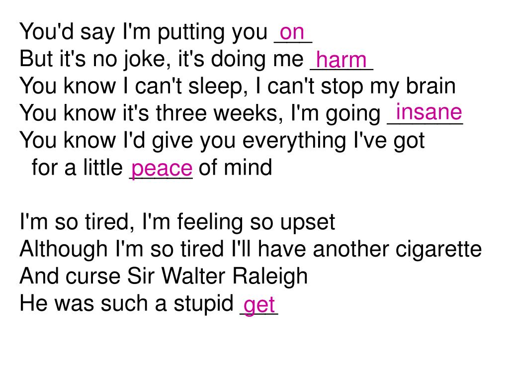 Ppt The Beatles “im So Tired” Powerpoint Presentation Free Download