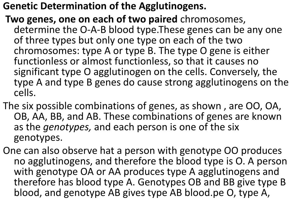 PPT - Blood Types ; O-A-B Blood Types A and B Antigens— Agglutinogens ...