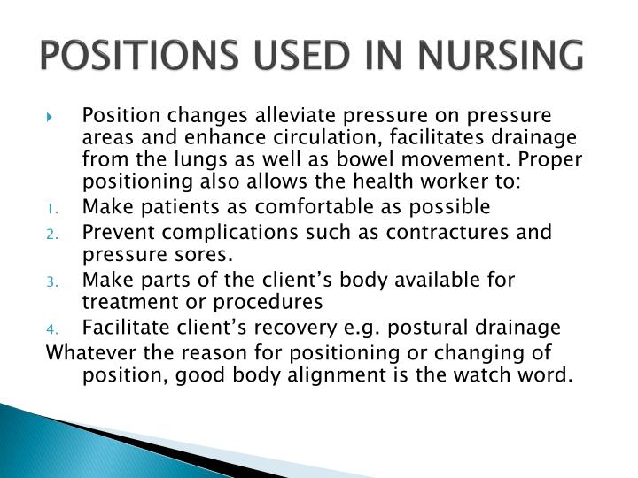 PPT - POSITIONS USED IN NURSING PATIENTS/CLIENTS PowerPoint ...