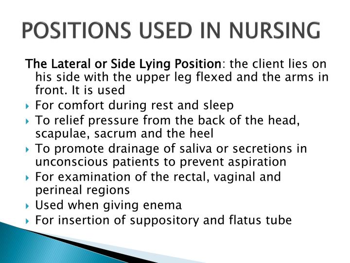 PPT - POSITIONS USED IN NURSING PATIENTS/CLIENTS PowerPoint ...