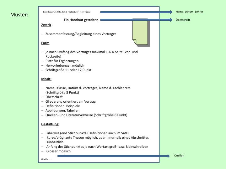PPT - Ein Handout gestalten PowerPoint Presentation - ID:2147682