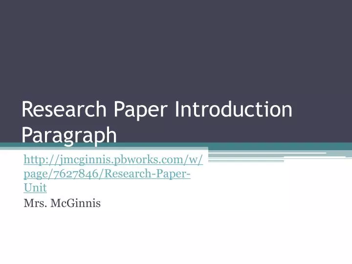 PPT - Research Paper Introduction Paragraph PowerPoint Presentation ...