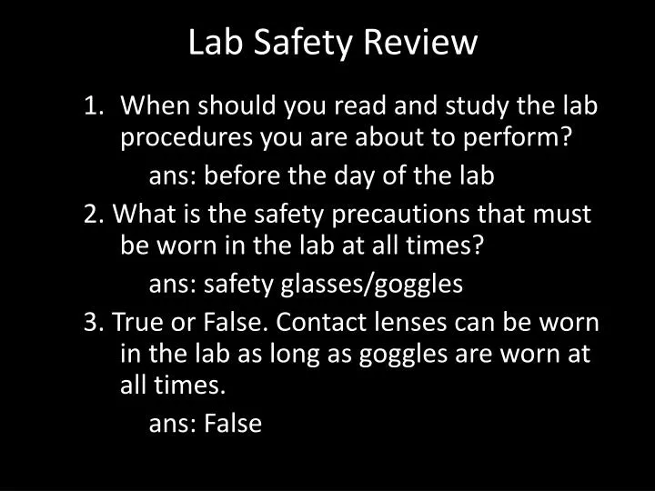 PPT - Lab Safety Review PowerPoint Presentation, free download - ID:2148154