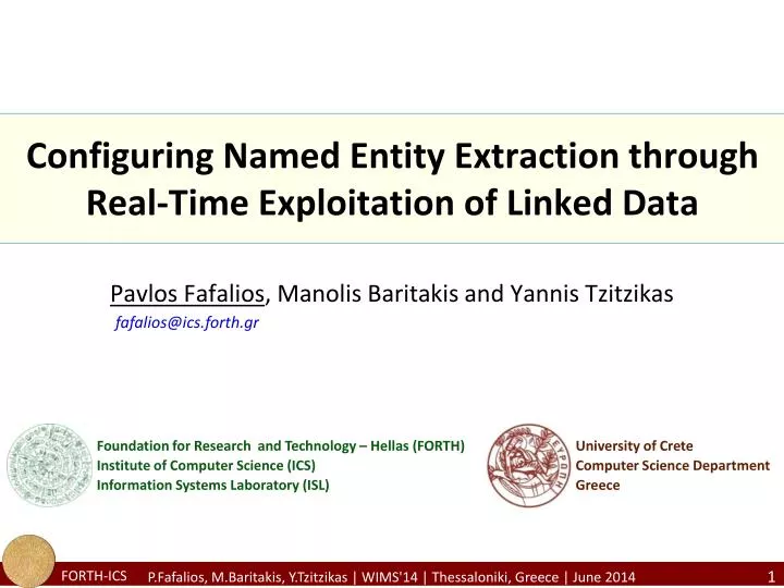 Ppt Configuring Named Entity Extraction Through Real Time Exploitation Of Linked Data