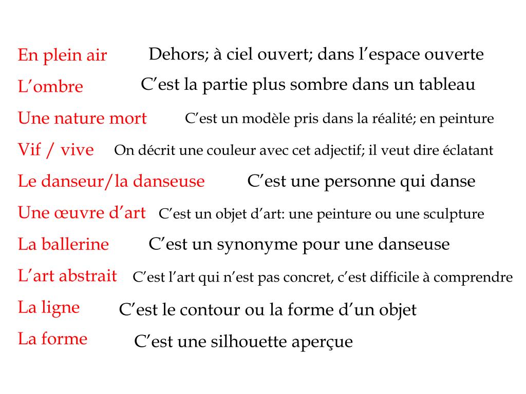 PPT - Le vocabulaire de l’art : les définitions PowerPoint Presentation ...