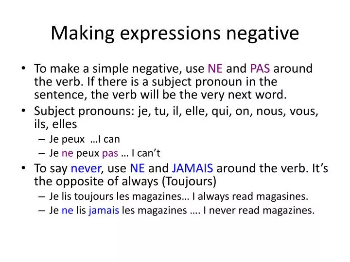 PPT - Making expressions negative PowerPoint Presentation, free ...