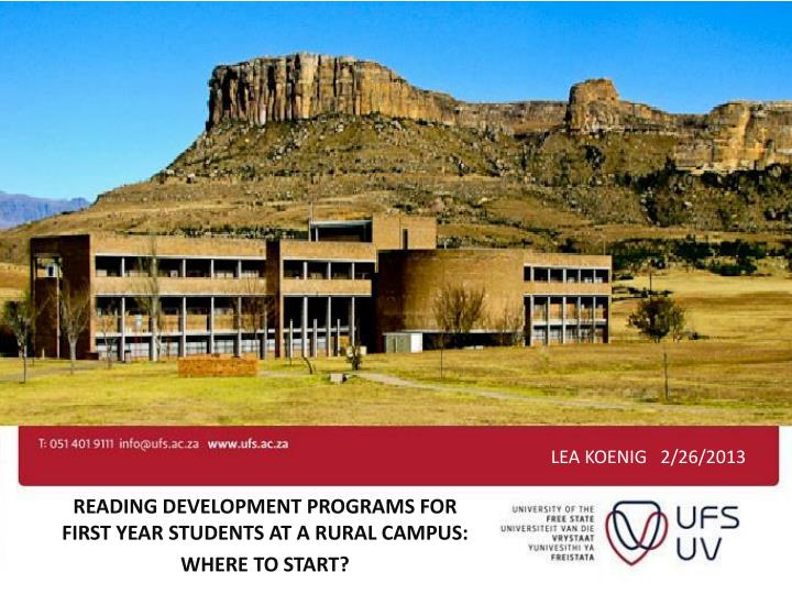 PPT - SOUTH AFRICA UNIVERSITY OF THE FREE STATE - QWAQWA CAMPUS ...