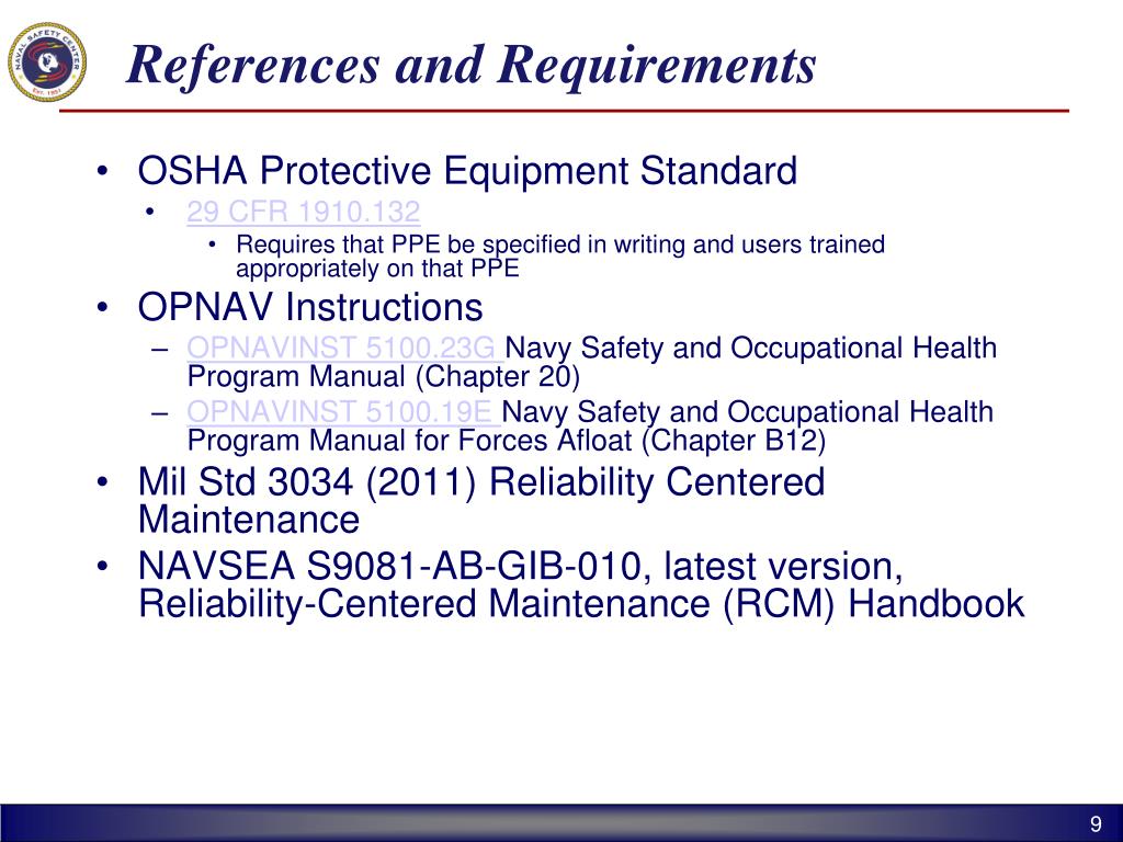PPT - Training Developed by the Navy PPE Working Group and Naval Safety ...