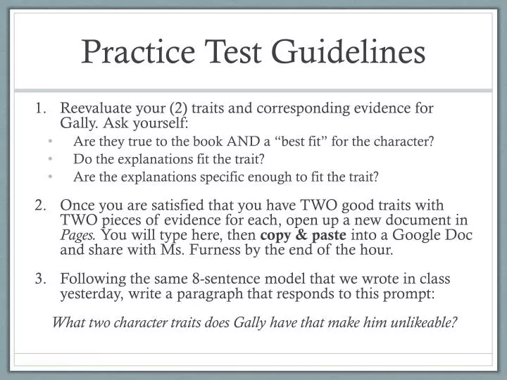 PPT - Practice Test Guidelines PowerPoint Presentation, free download ...