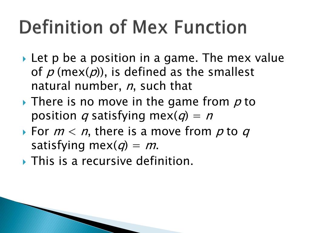 PPT - Sum Games - The MEX Function PowerPoint Presentation, free ... PPT - Sum Games - The MEX Function PowerPoint Presentation, free ...