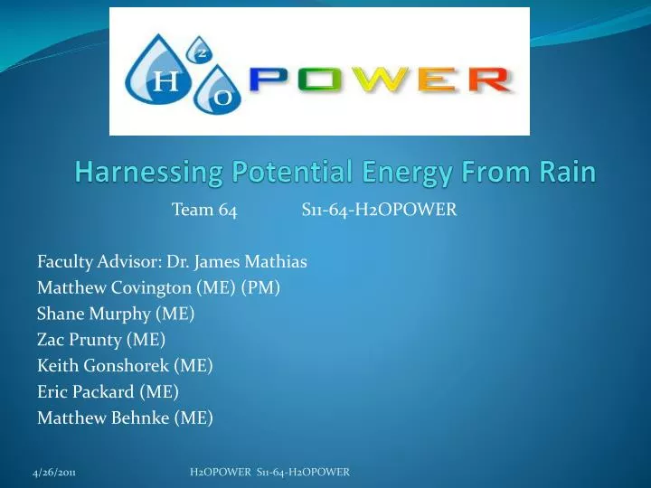 PPT - Harnessing Potential Energy From Rain PowerPoint Presentation ...