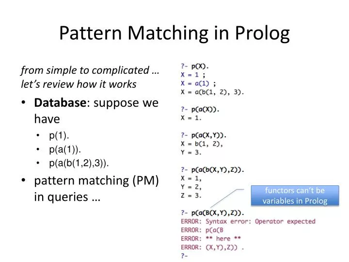 PPT - Pattern Matching in Prolog PowerPoint Presentation, free download - ID:2155772