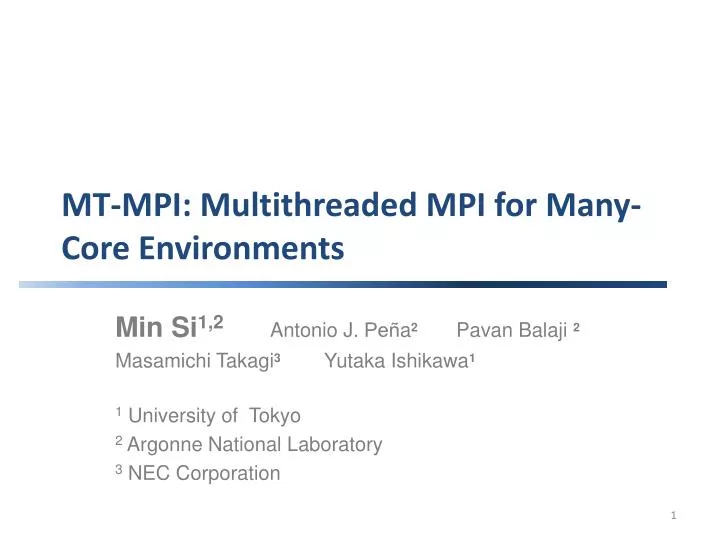 Ppt Mt Mpi Multithreaded Mpi For Many Core Environments Powerpoint 3279