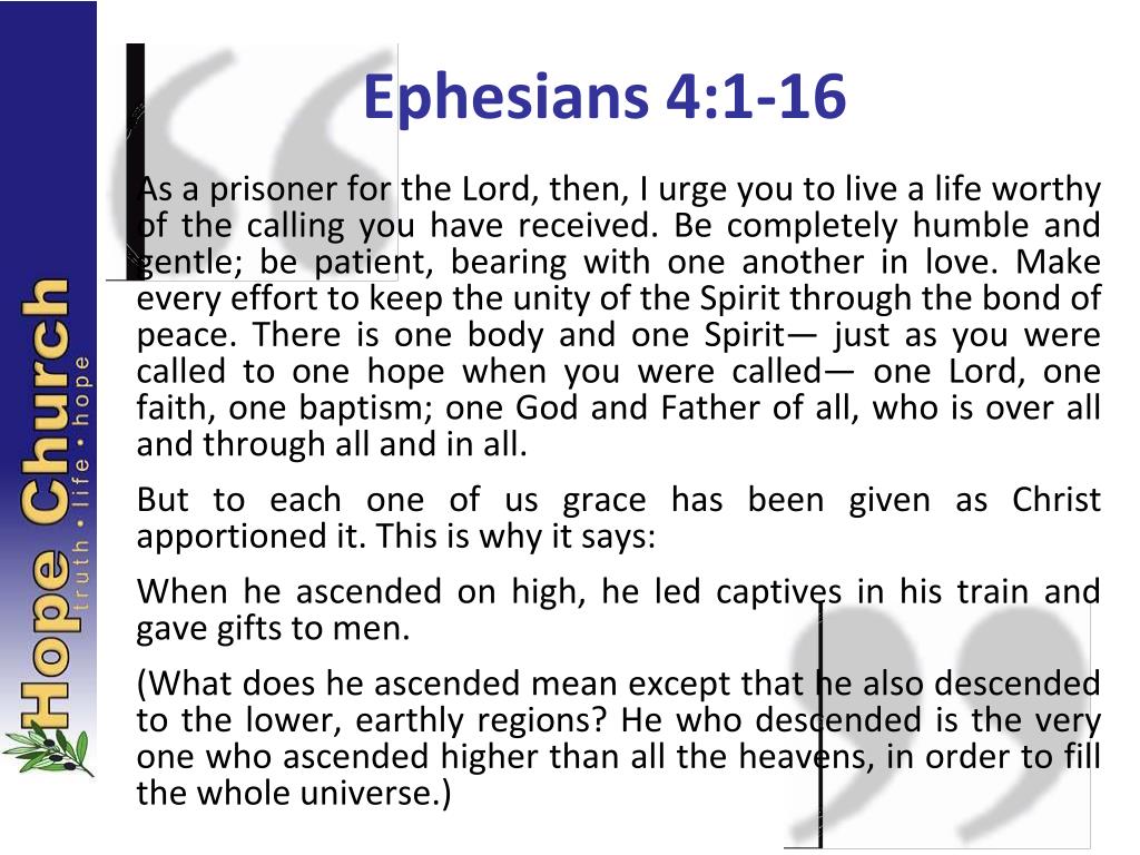 PPT - Ephesians 4 Ministries (6) Teacher Eph 4:1-16 PowerPoint ...