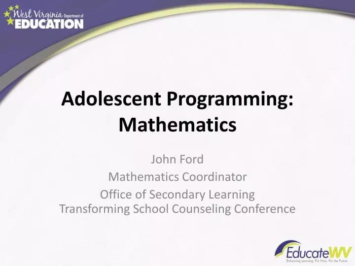 PPT - Adolescent Programming: Mathematics PowerPoint Presentation, free ...