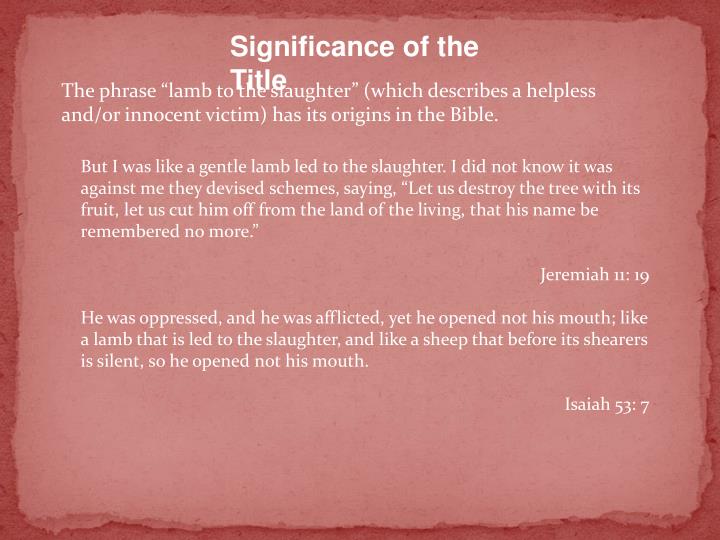 PPT - “Lamb to the Slaughter” PowerPoint Presentation - ID:2157195