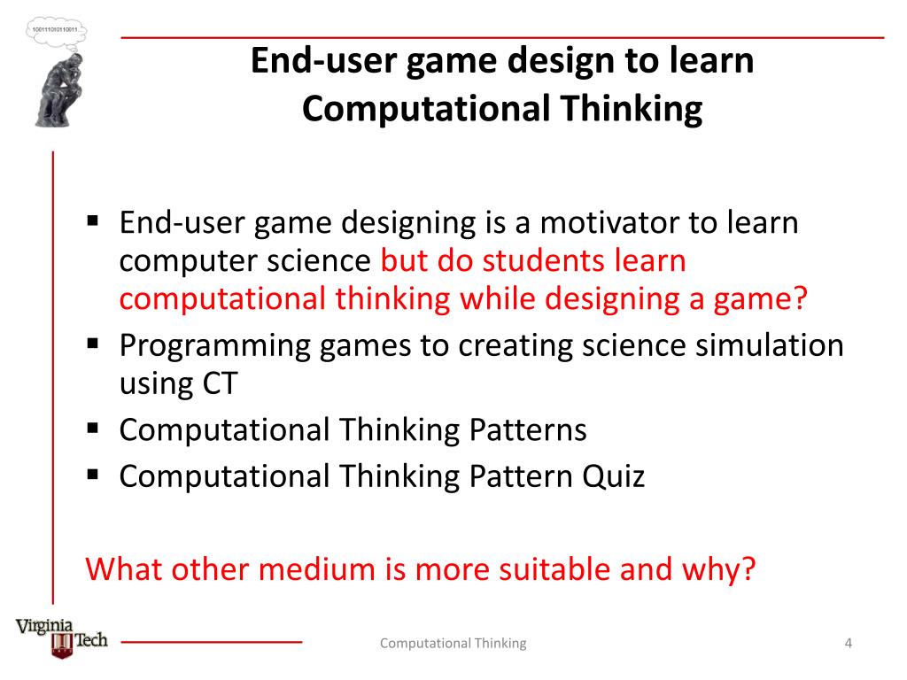 Ppt Computing Computational Thinking Using Computational Thinking Patterns Powerpoint