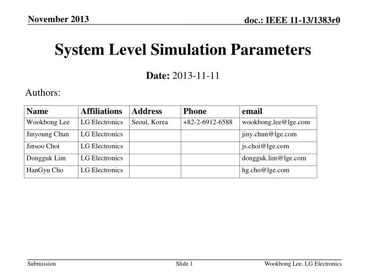 PPT - System Level Simulation Parameters PowerPoint Presentation, free download - ID:2158334