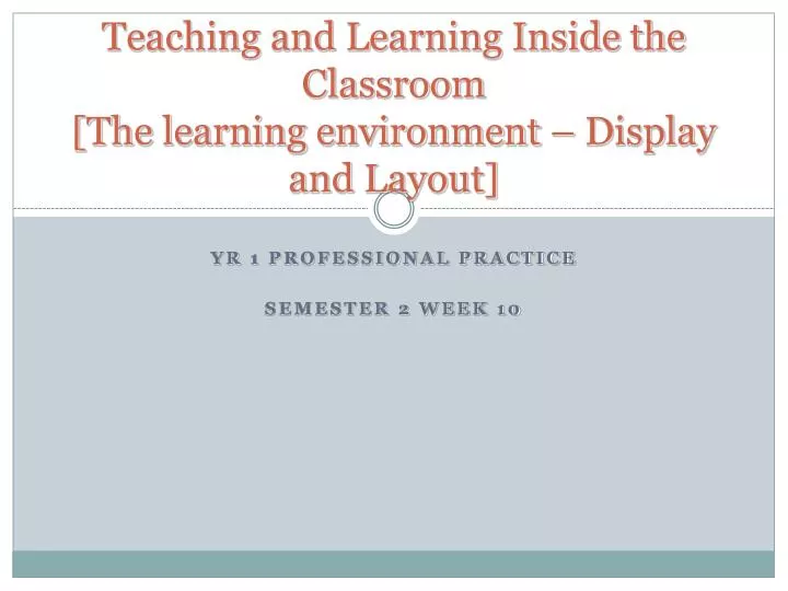 PPT - Teaching and Learning Inside the Classroom [The learning ...