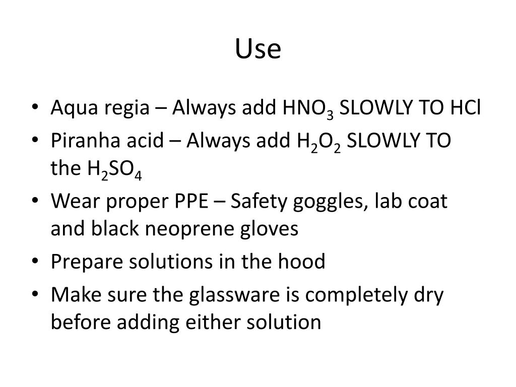 PPT - Tuesday Safety Talk: Aqua Regia & Piranha Acid PowerPoint ...