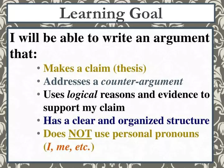 PPT - Learning Goal PowerPoint Presentation, free download - ID:2161842
