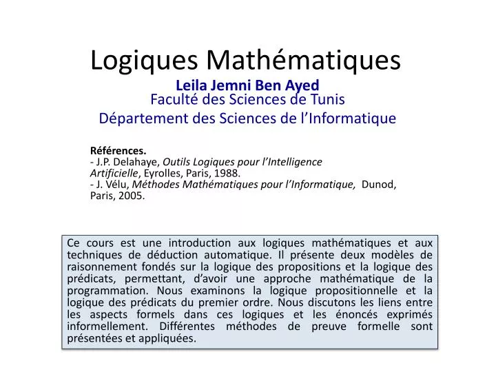 PPT - Logiques Mathématiques PowerPoint Presentation, free download ...