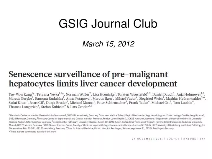 PPT - GSIG Journal Club March 15, 2012 PowerPoint Presentation, free ...