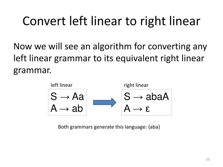 PPT - How to convert a left linear grammar to a right linear grammar ...