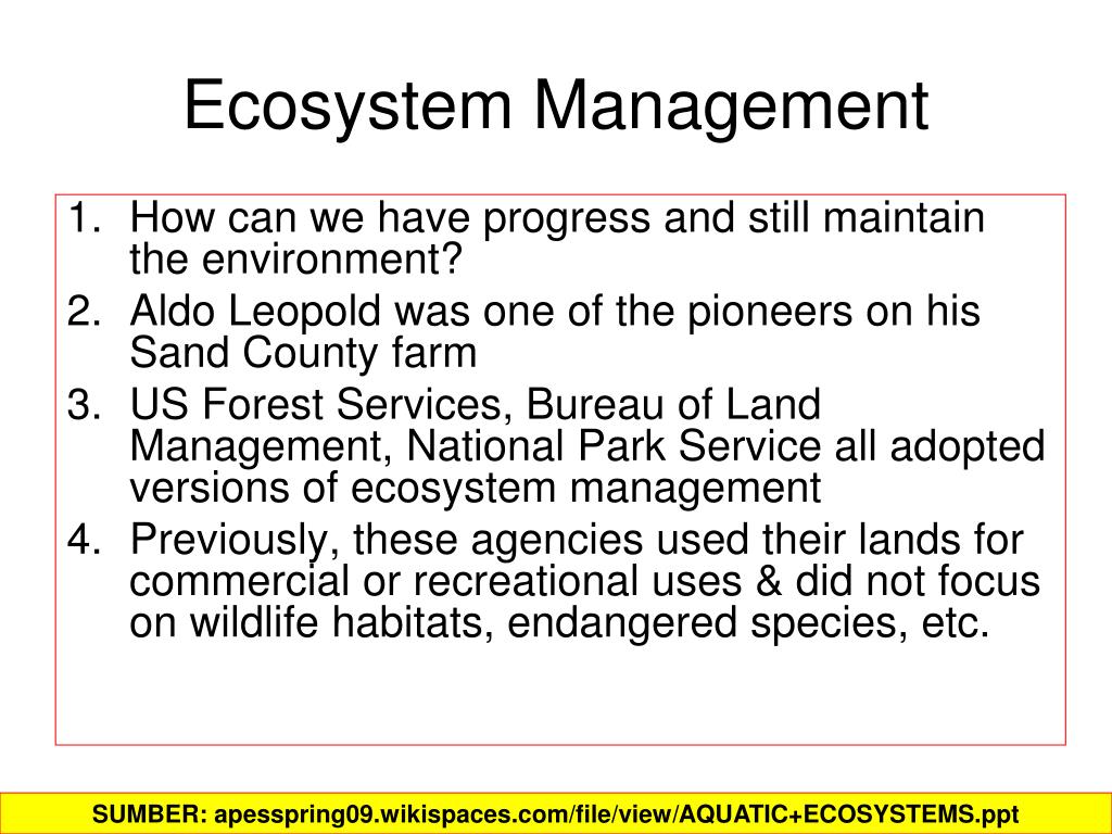 PPT - AQUATIC ECOSYSTEMS LANDSCAPE ECOLOGY RESTORATION ECOLOGY ...