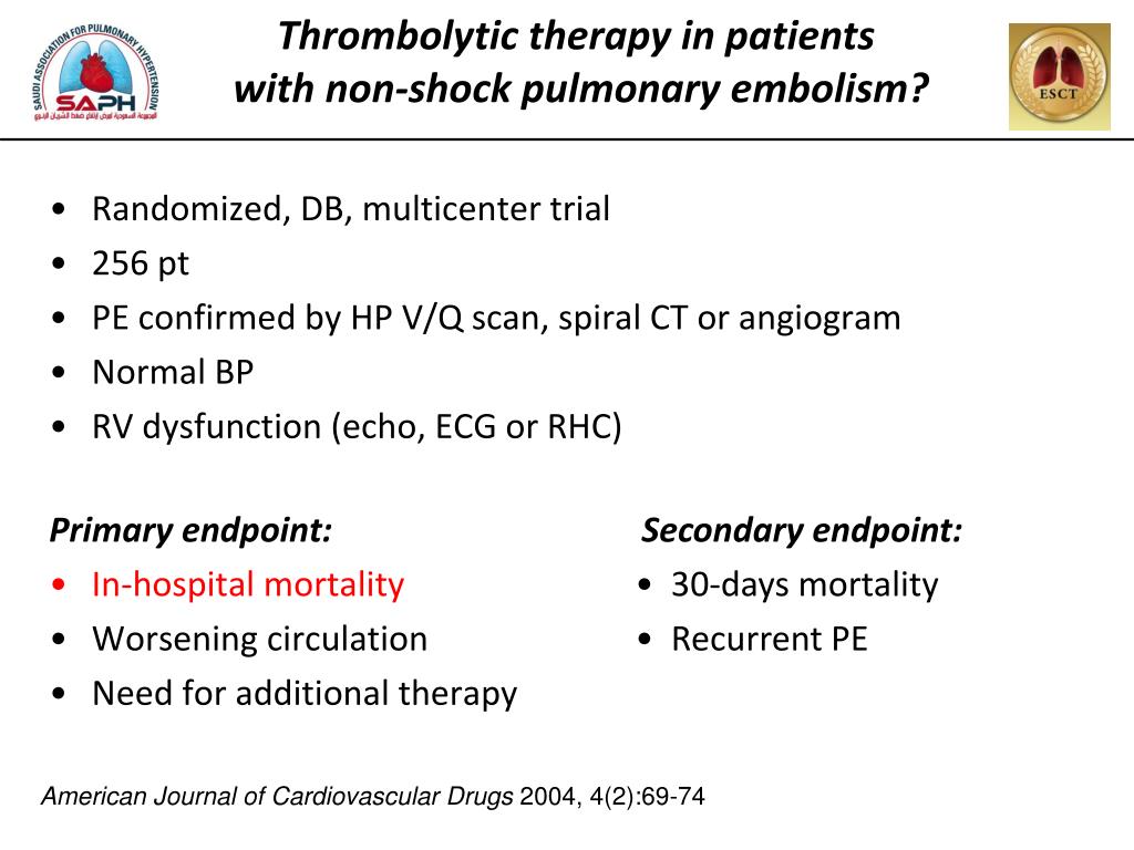 Ppt Treatment Of Submassive Pulmonary Embolism Is Thrombolysis The
