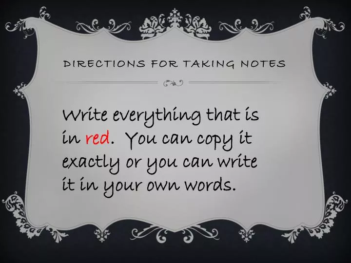 PPT - Directions for taking notes PowerPoint Presentation, free ...