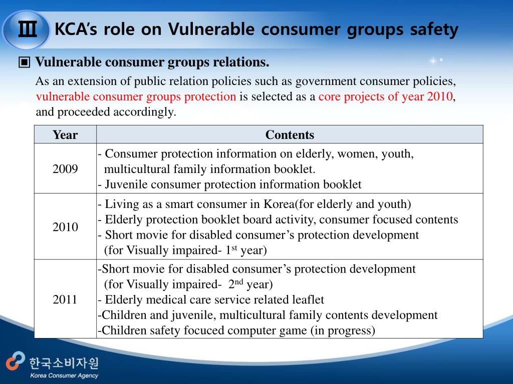 PPT - Vulnerable Consumer Groups’ Safety Korea Consumer Agency Consumer ...
