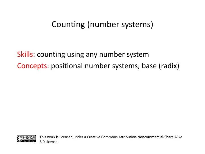 PPT - S kills : counting using any number system C oncepts : positional ...