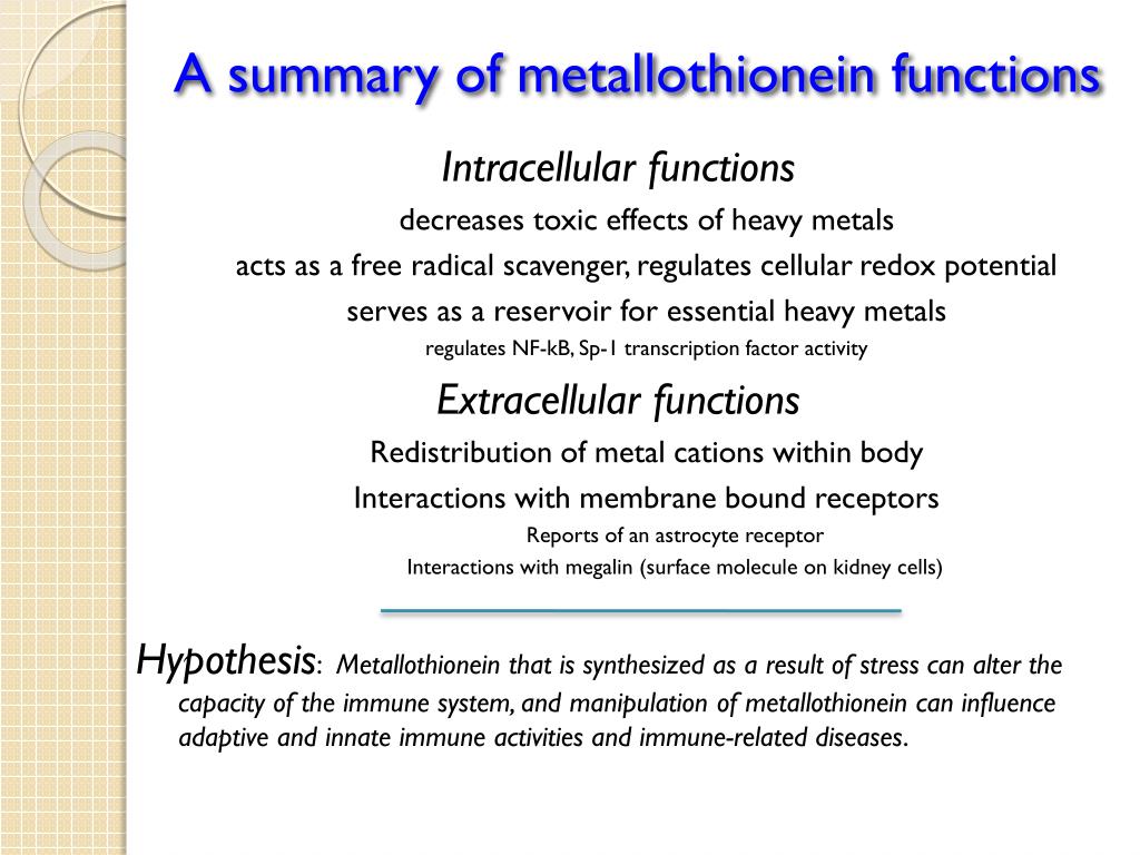 PPT - Anti-Metallothionein Therapeutics opportunities for the treatment ...
