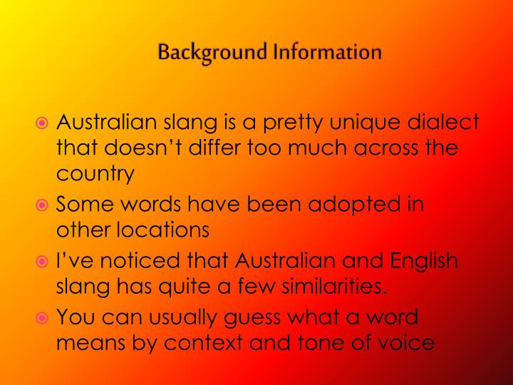 PPT - Australian Slang PowerPoint Presentation - ID:2170774
